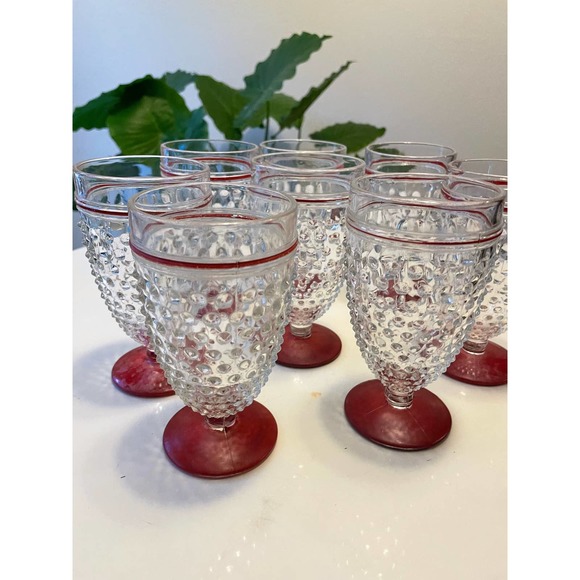 Anchor Hocking | Dining | Rare 8 Hobnail Goblets Anchor Hocking Red ...